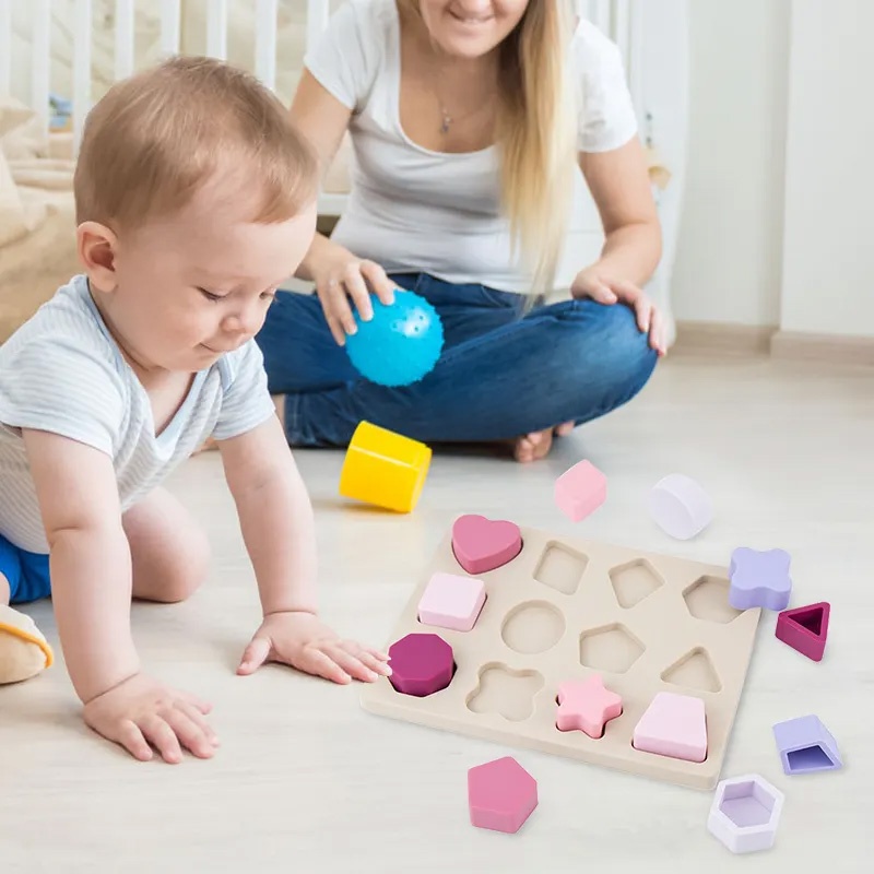 12 Different Shapes Soft Teethers Stacking Montessori Sensory ...